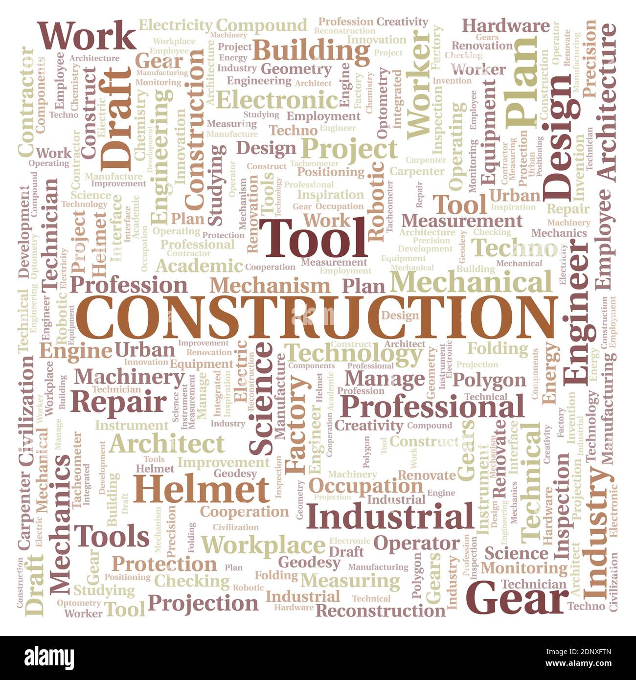 Construction typography word cloud create with text only Stock Photo ...