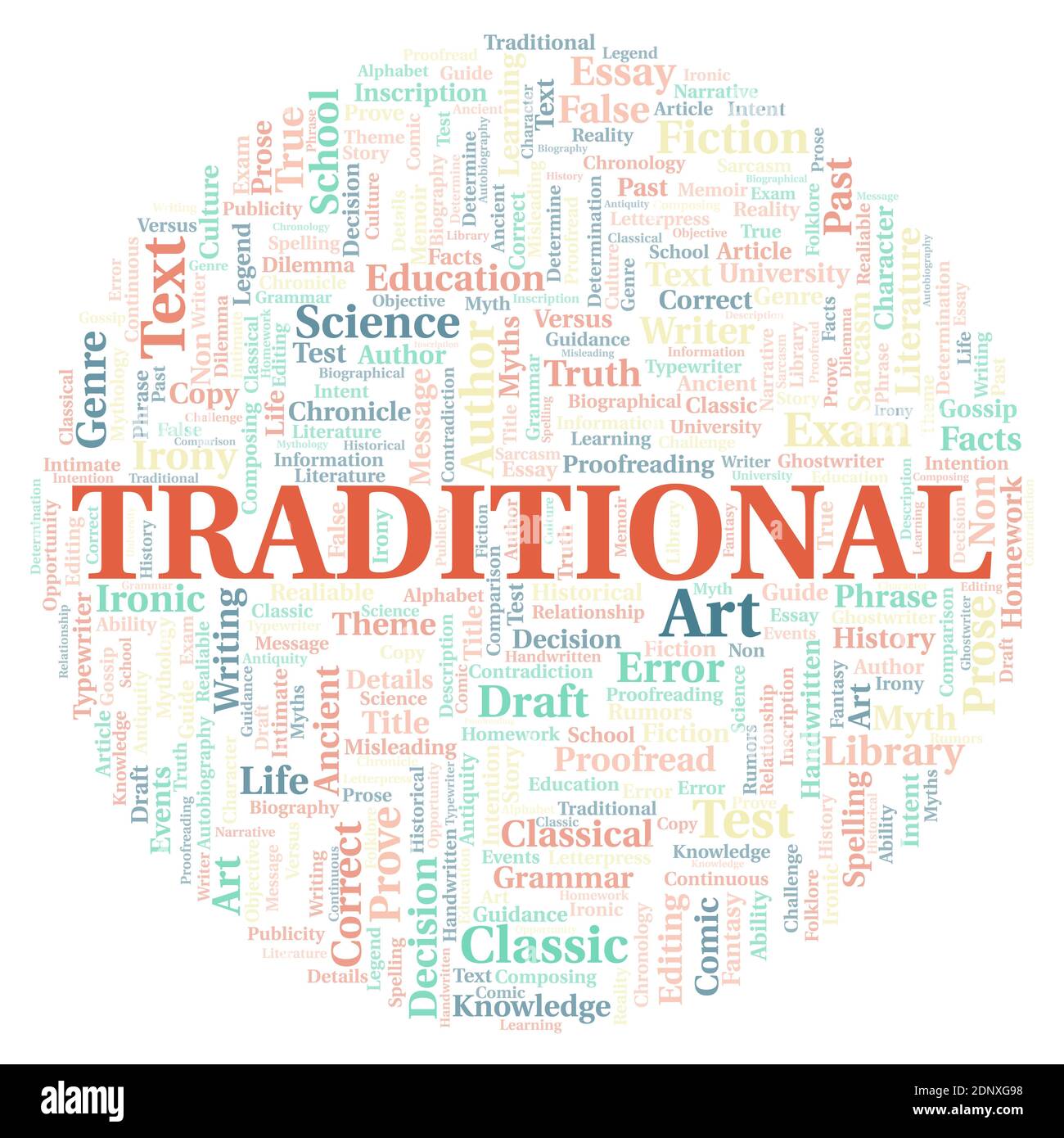Traditional typography word cloud create with text only Stock Photo - Alamy