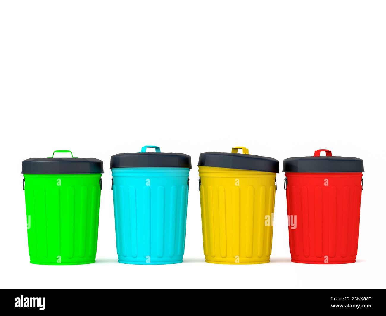 Colored Pencils Garbage Bins Over White Background Stock Photo - Alamy
