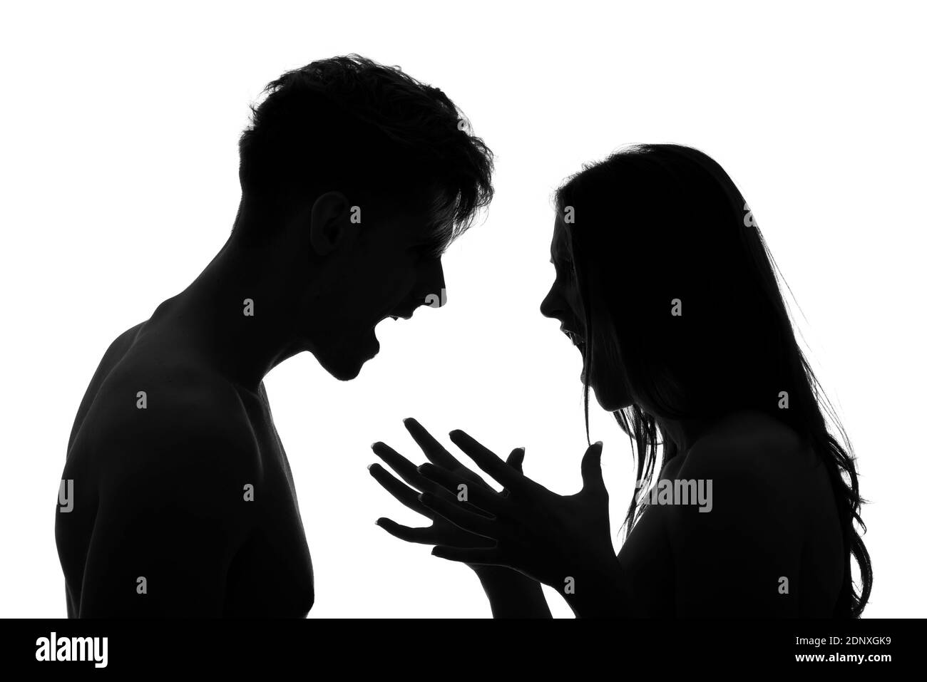 Couple arguing white background Black and White Stock Photos & Images ...