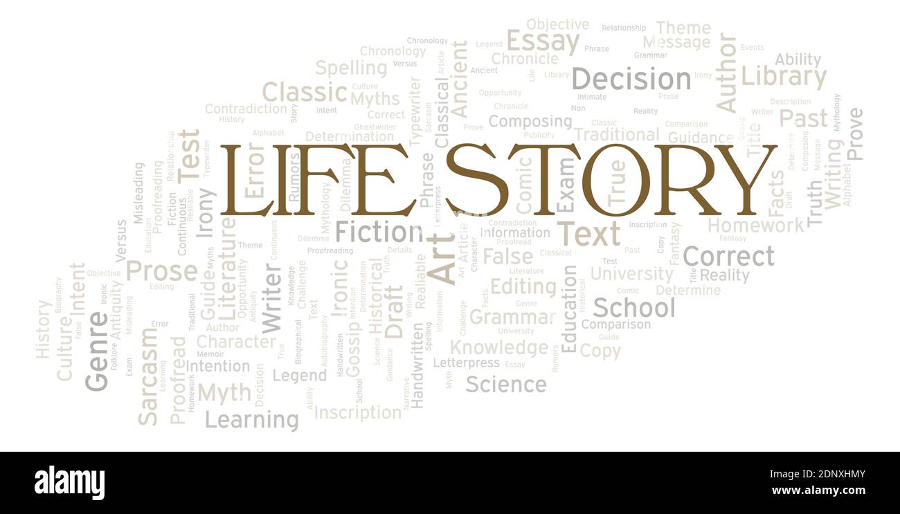 Life Story typography word cloud create with text only Stock Photo - Alamy