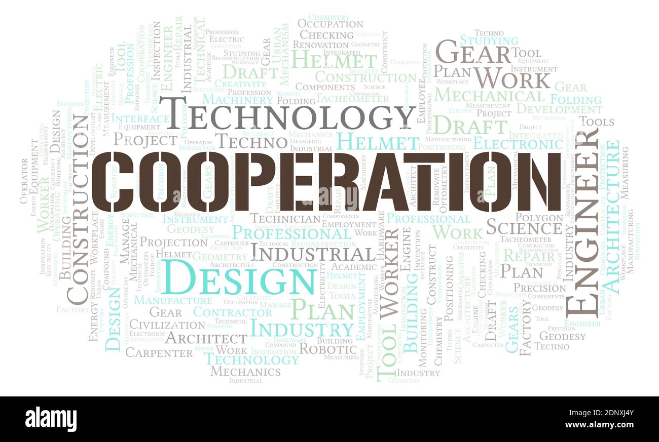 Cooperation typography word cloud create with text only Stock Photo - Alamy