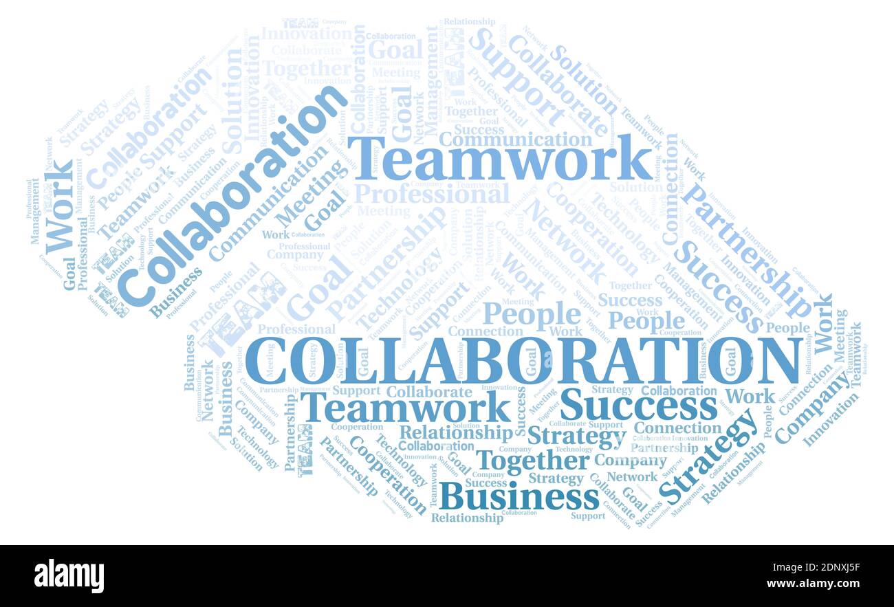 Collaboration typography word cloud create with text only Stock Photo ...
