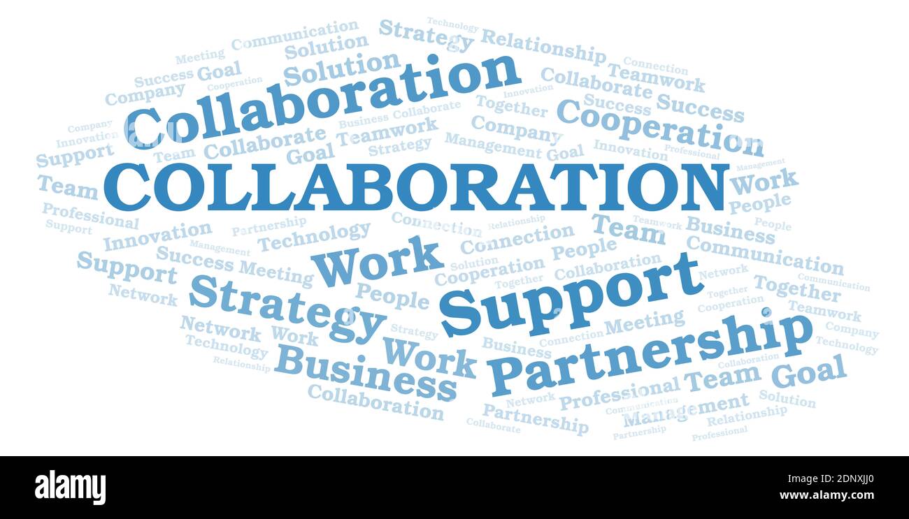 Collaboration typography word cloud create with text only Stock Photo ...