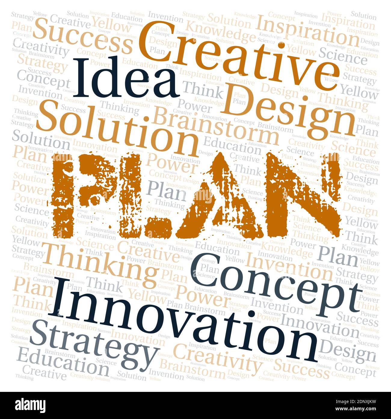 Plan typography word cloud create with text only Stock Photo - Alamy