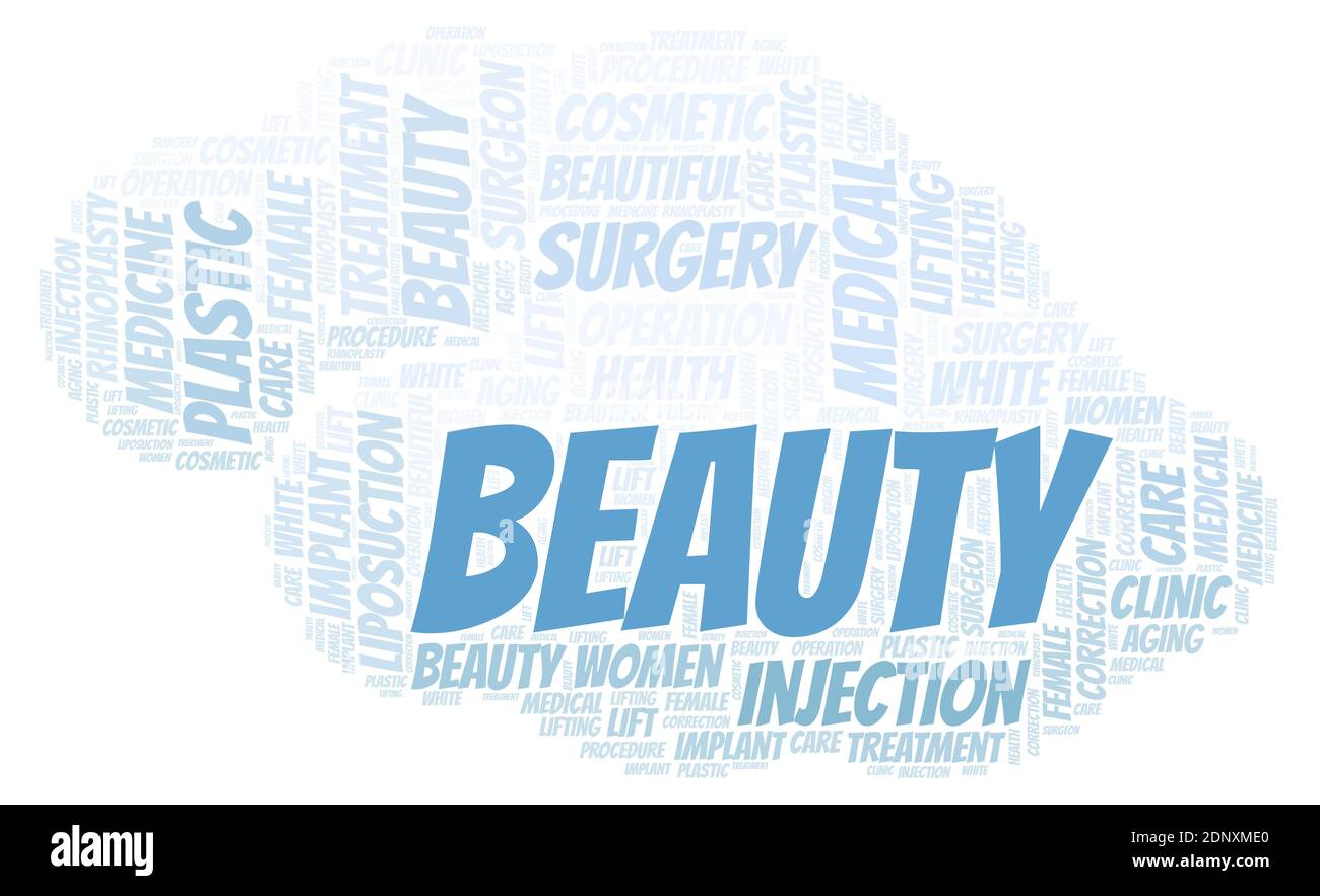 Beauty typography word cloud create with text only Stock Photo - Alamy