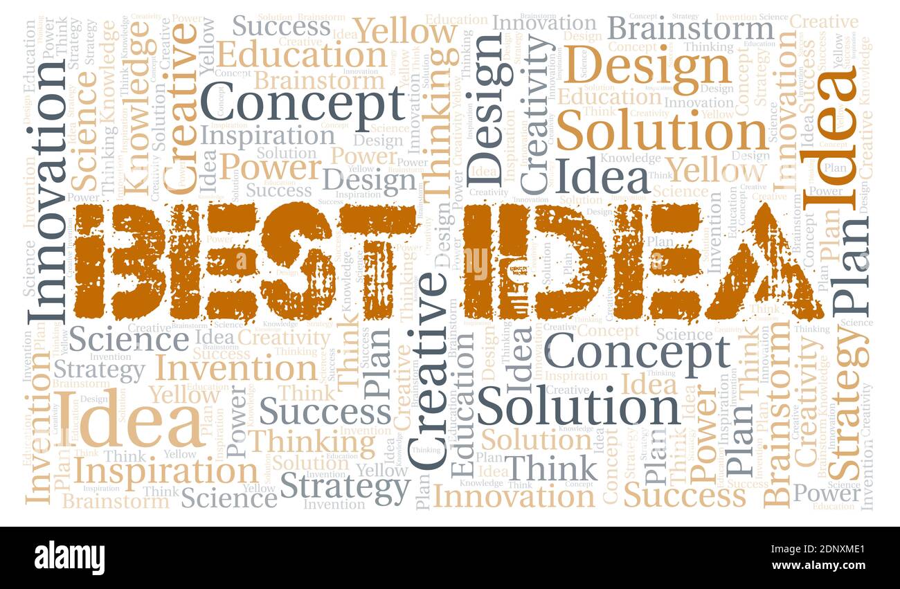 Best Idea typography word cloud create with text only Stock Photo - Alamy