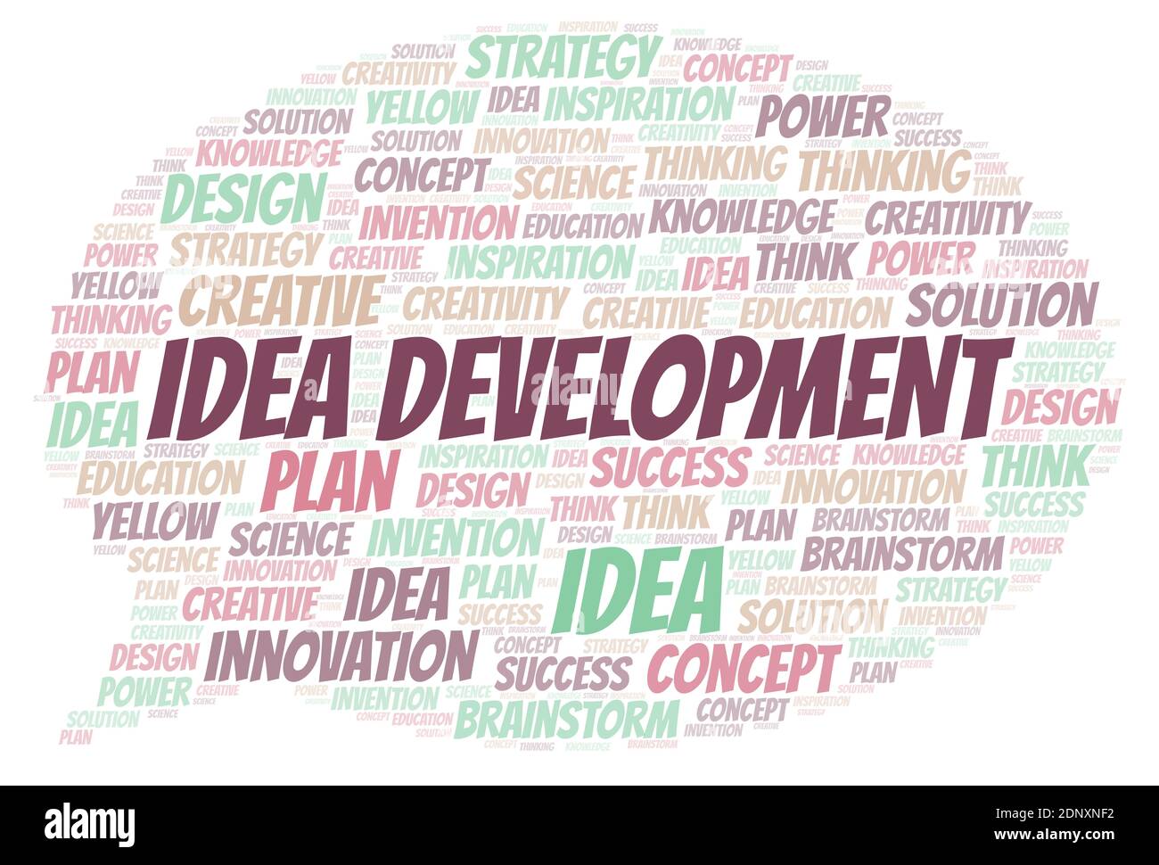 Idea Development typography word cloud create with text only Stock ...