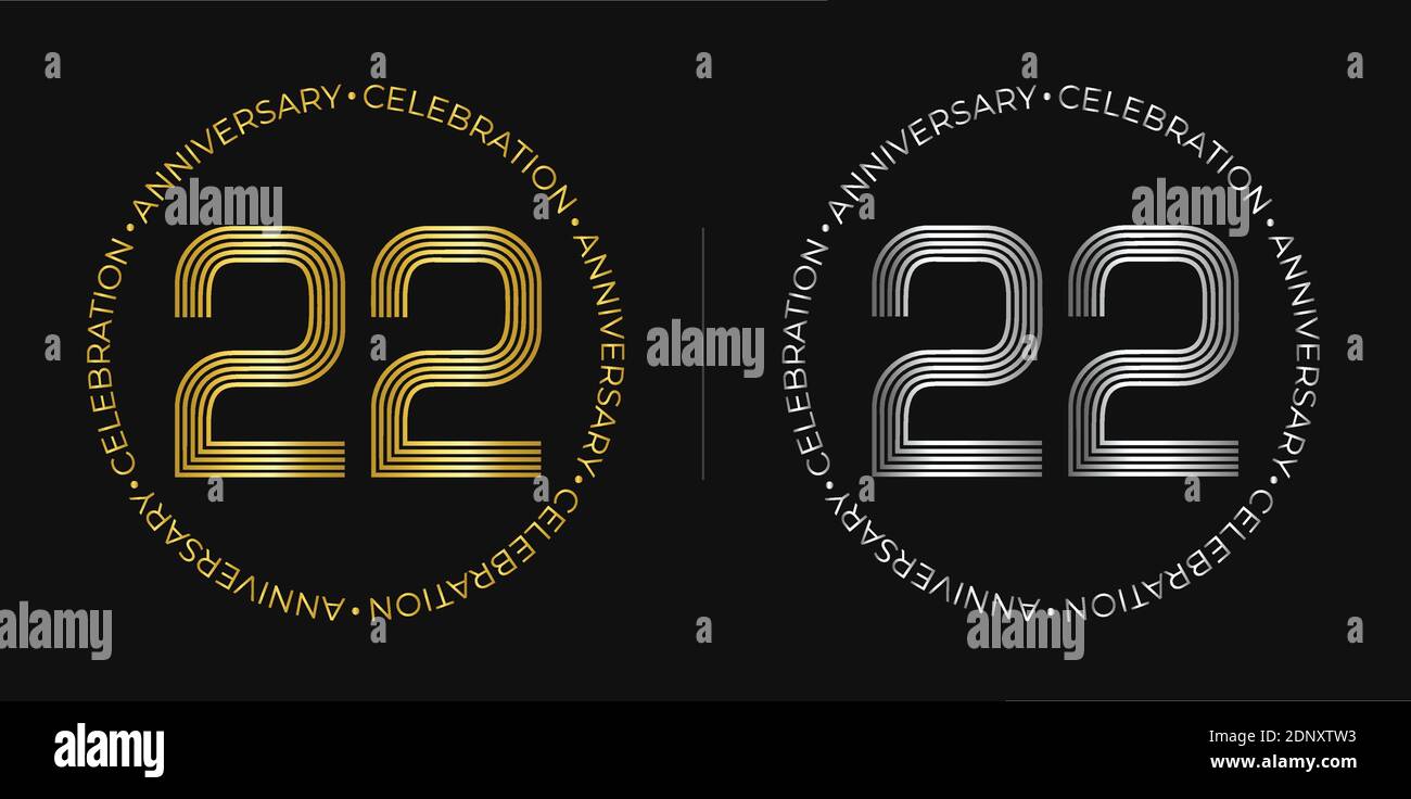 22th birthday. Twenty-two years anniversary celebration banner in ...