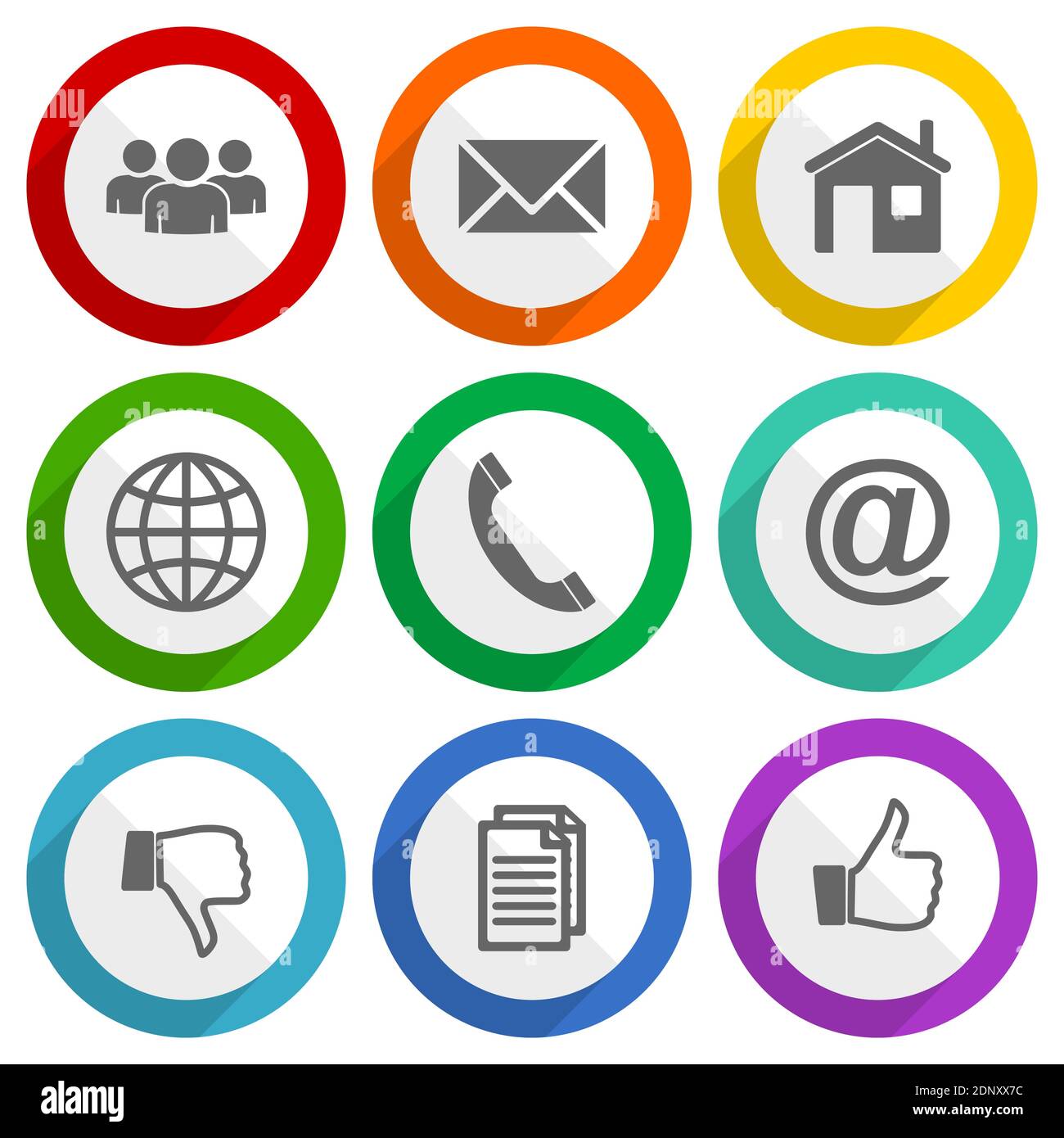 Flat design web icons, set of social media vector internet buttons ...