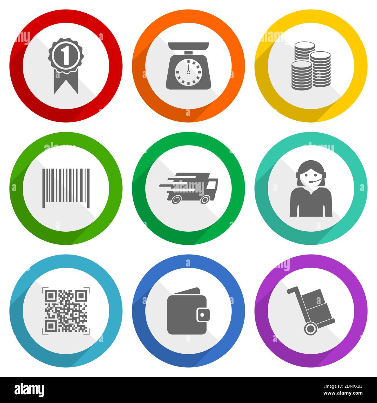 Shop vector icons, set of trade concept flat design web buttons Stock ...