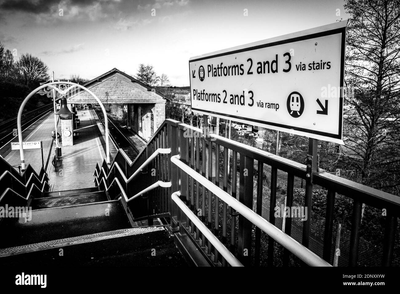 Train platform signs Black and White Stock Photos & Images - Alamy