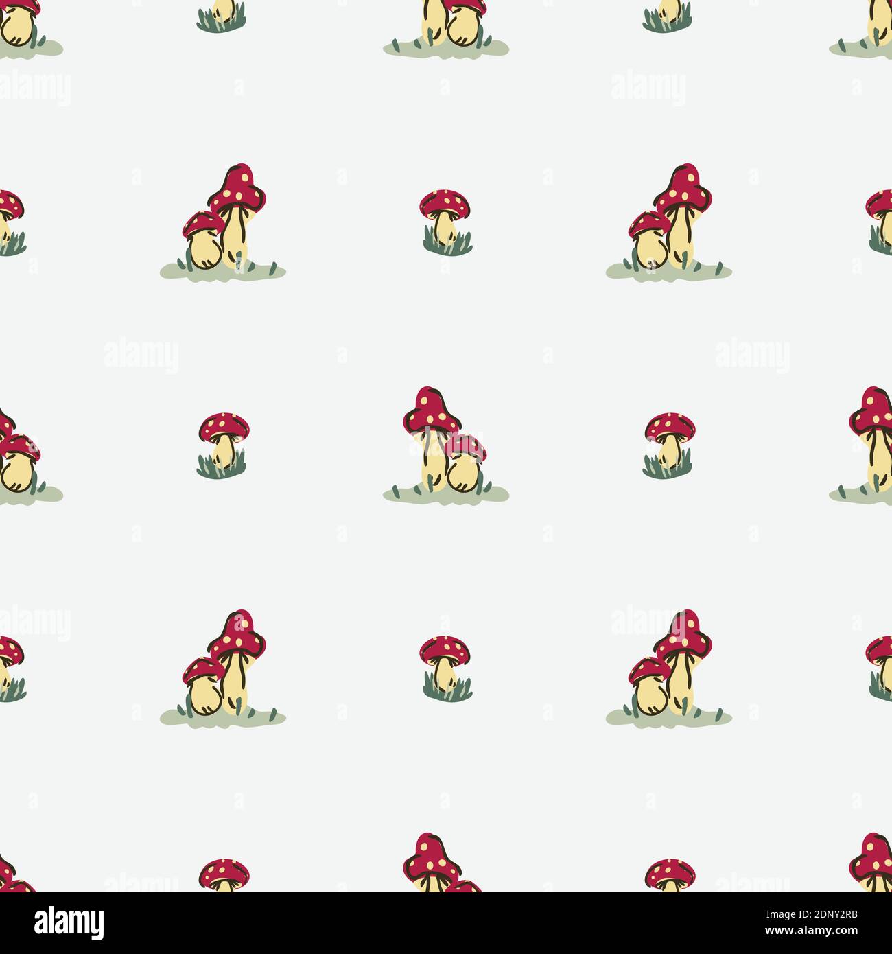 Cute gender neutral toadstool vector pattern. Fungi fly agaric home ...