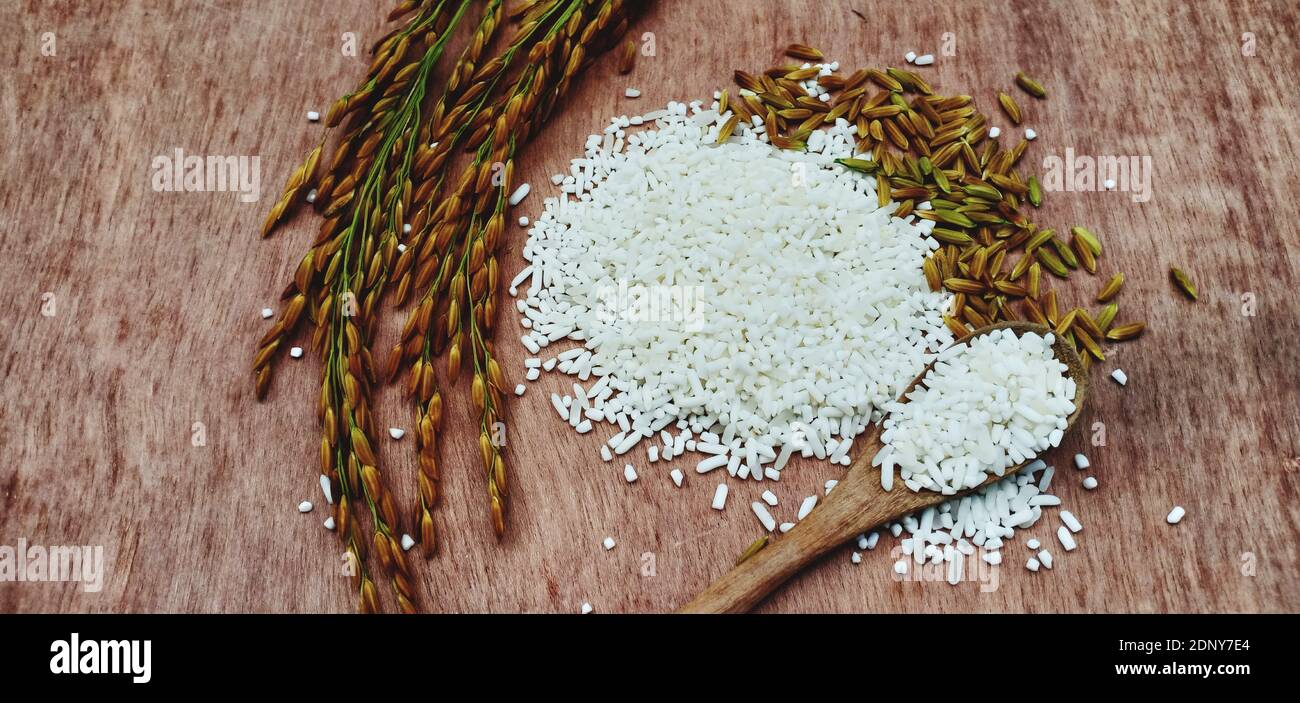 Stack Rice Green And White Stock Photo - Alamy