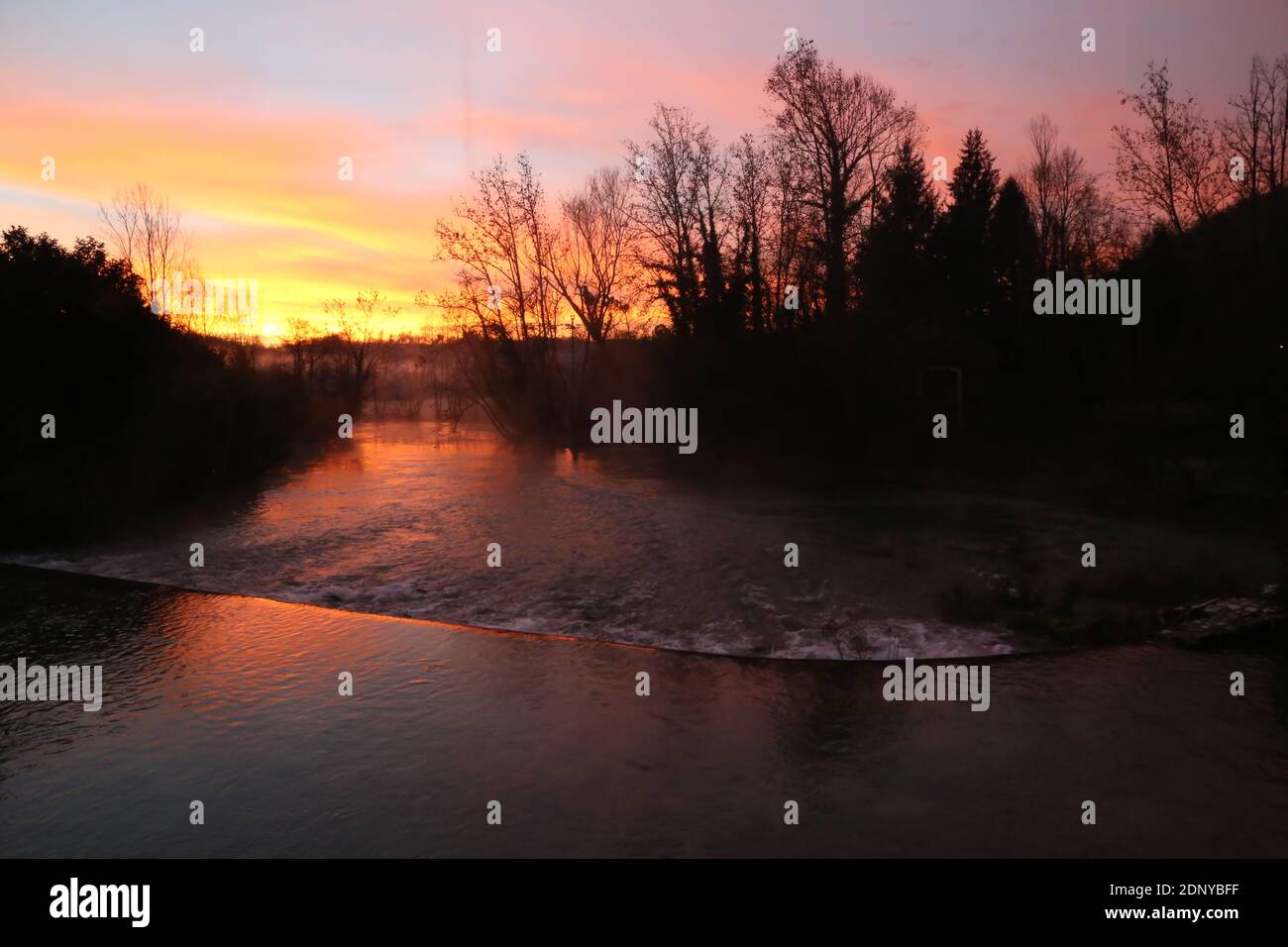 The sources of the Livenza river at sunrise Stock Photo - Alamy