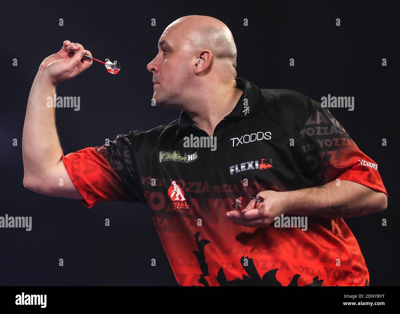 Jamie Hughes in action during day four of the William Hill World Darts ...
