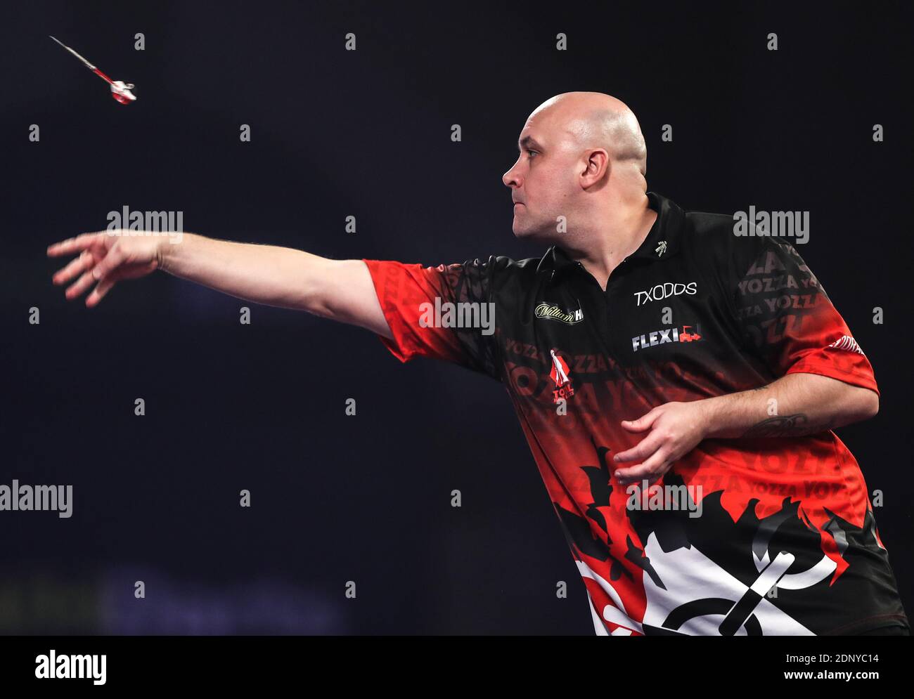 Jamie Hughes in action during day four of the William Hill World Darts ...