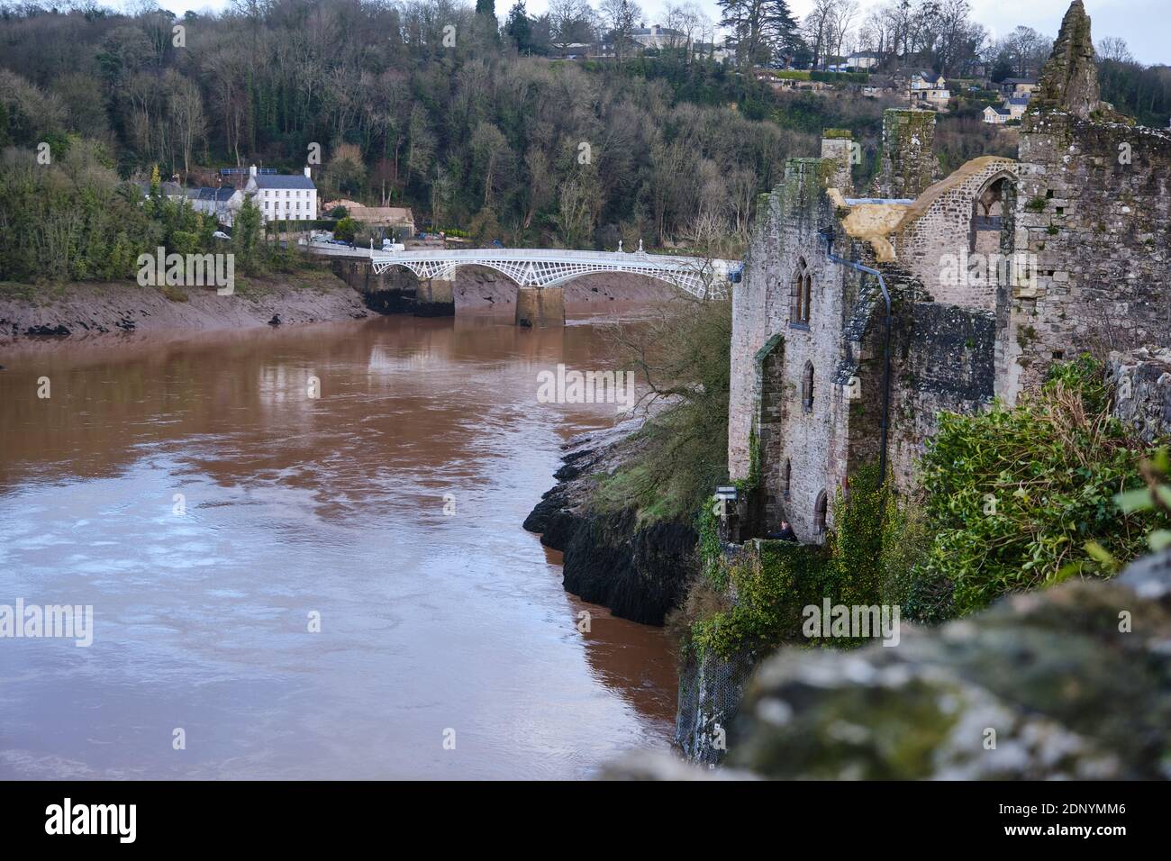 View of the Old Wye Bridge that forms the England Wales border from ...