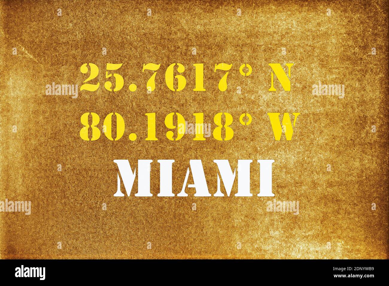 GPS coordinates for Miami Florida with a vintage/retro typography ...