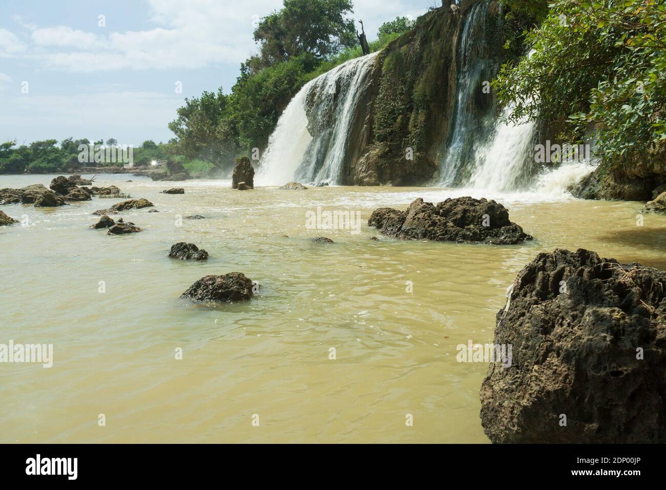 Toroan Waterfall in Sampang, Madura, flows directly into the Java Sea ...