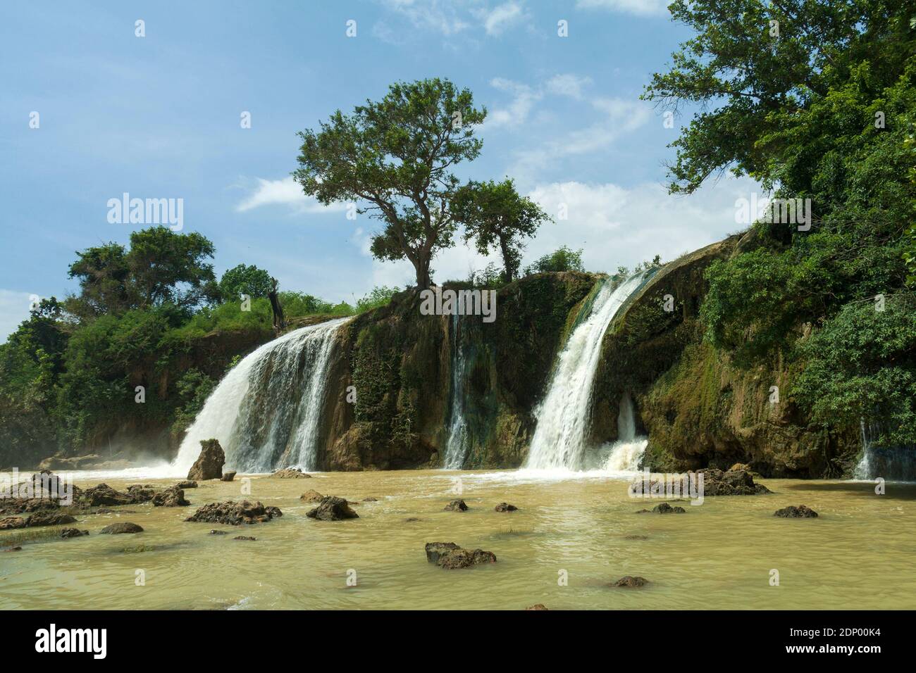 Toroan Waterfall in Sampang, Madura, flows directly into the Java Sea ...
