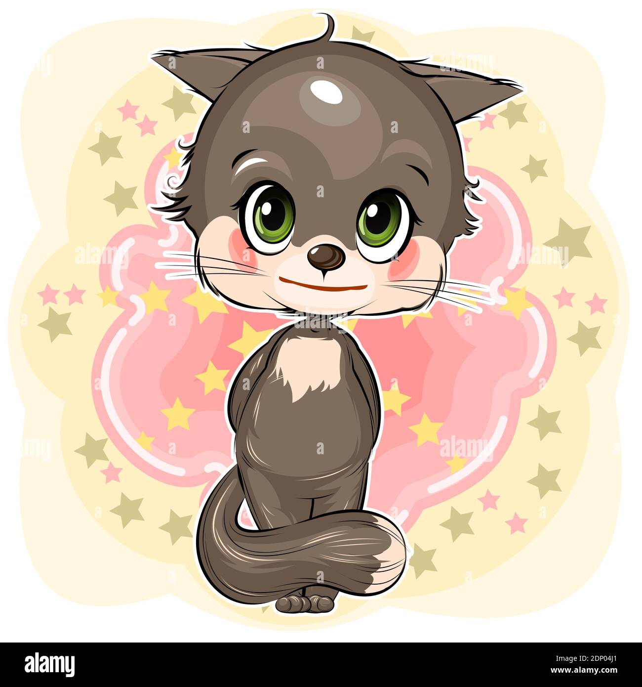 Little Kitten. Kitty cub. Cute funny animal on an abstract background ...