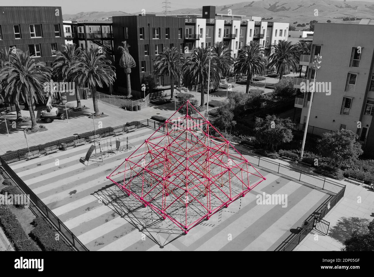 Suburban Playground Pyramid in Black and White Stock Photo - Alamy