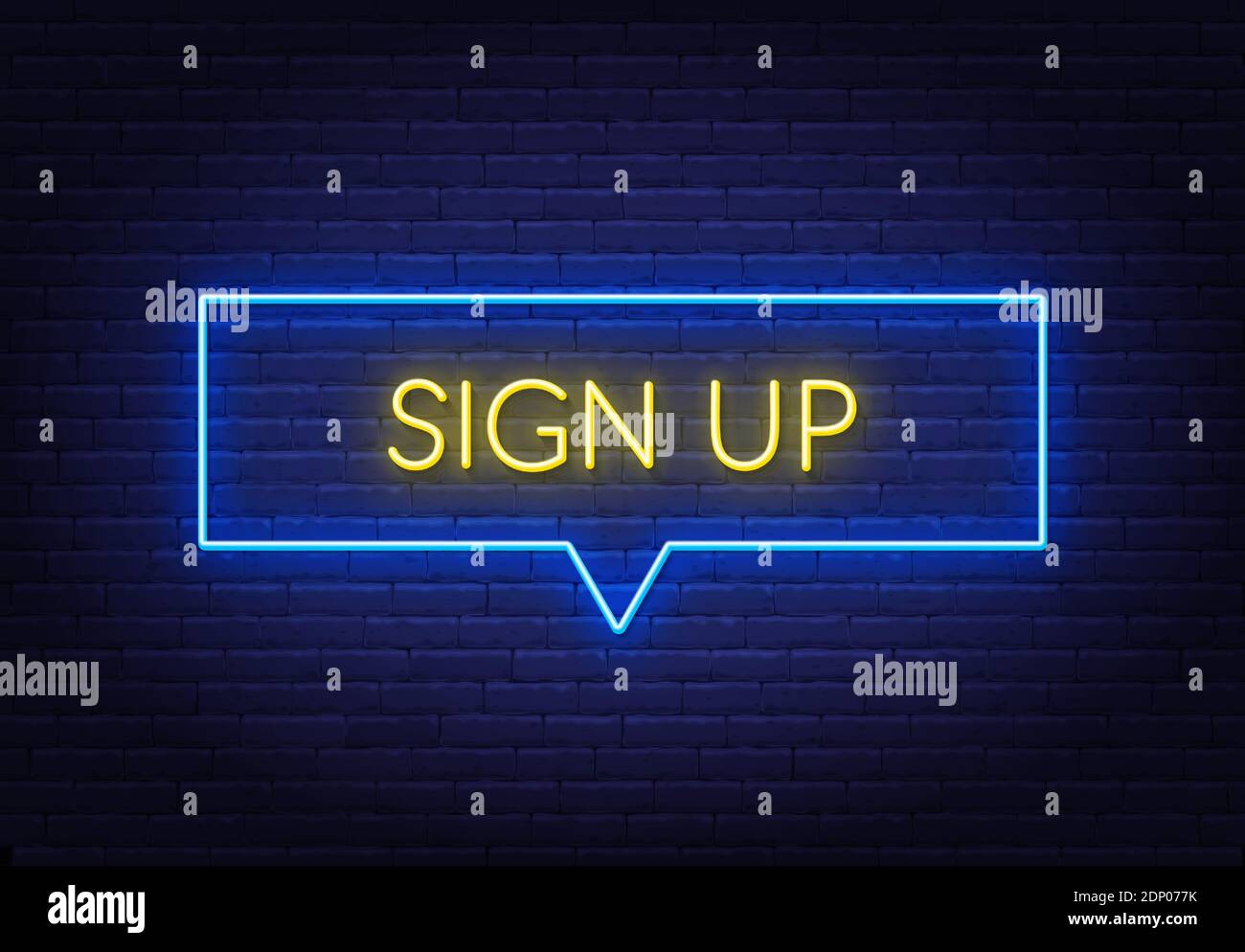 Sign up neon sign on a brick background. Vector illustration Stock ...