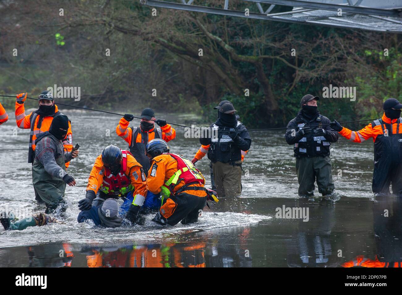 Denham, Buckinghamshire, UK. 8th December, 2020. Two stop HS2 activists ...