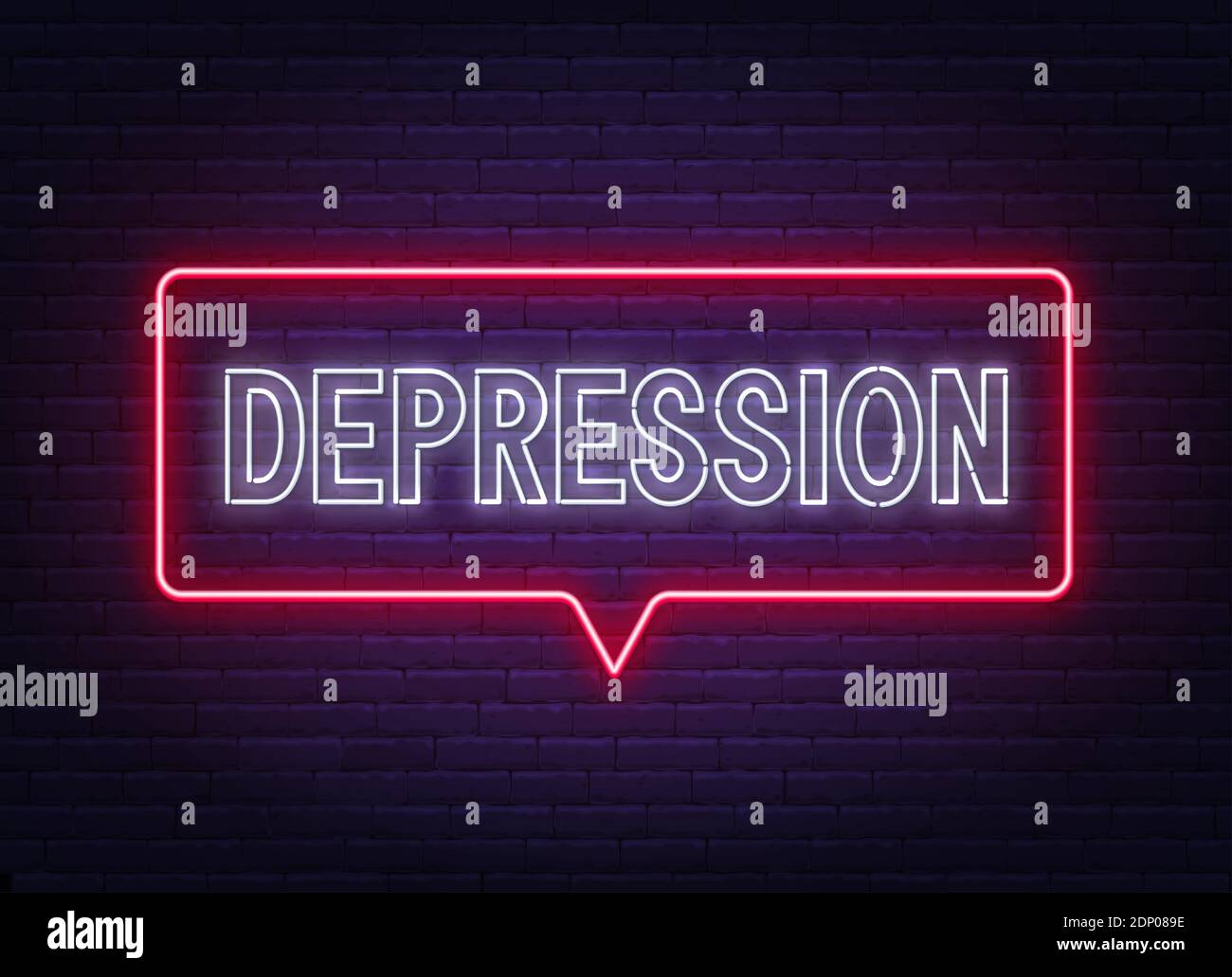 Depression neon sign on brick wall background Stock Vector Image & Art ...