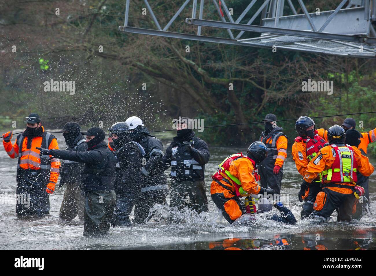 Denham, Buckinghamshire, UK. 8th December, 2020. Two stop HS2 activists ...