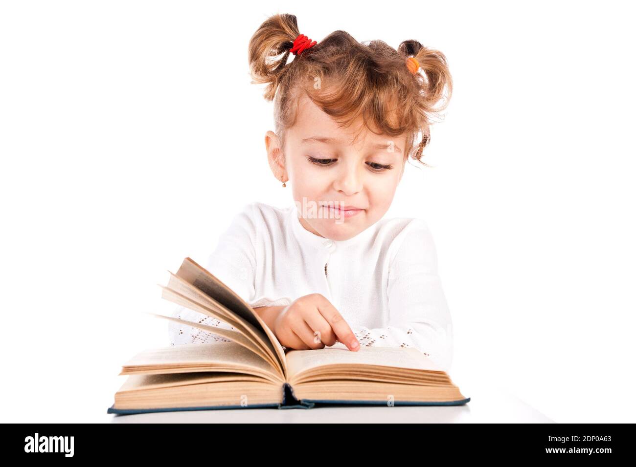 child reading book isolated on a white background Stock Photo - Alamy