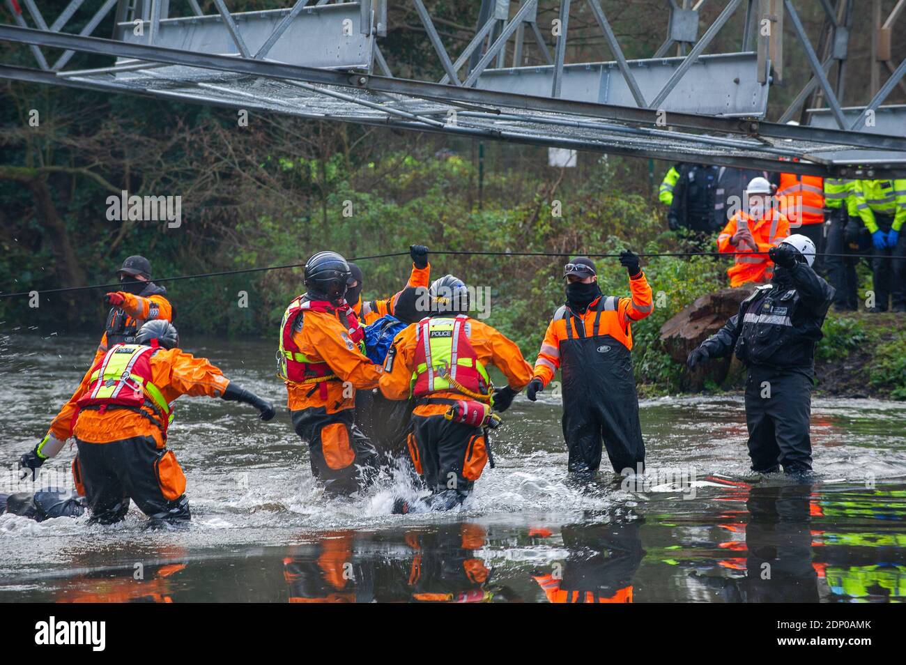 Denham, Buckinghamshire, UK. 8th December, 2020. Two stop HS2 activists ...