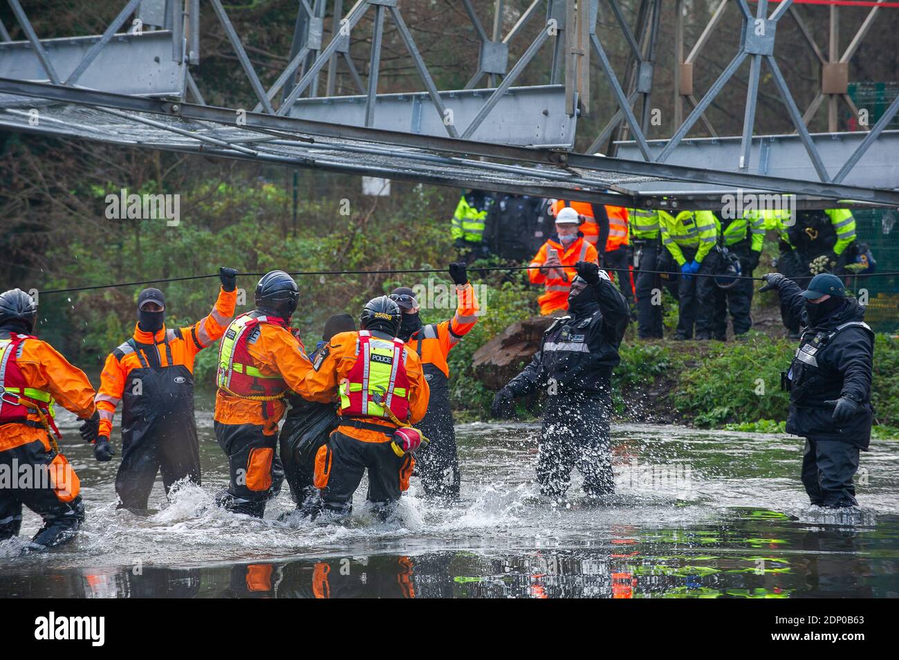Denham, Buckinghamshire, UK. 8th December, 2020. Two stop HS2 activists ...