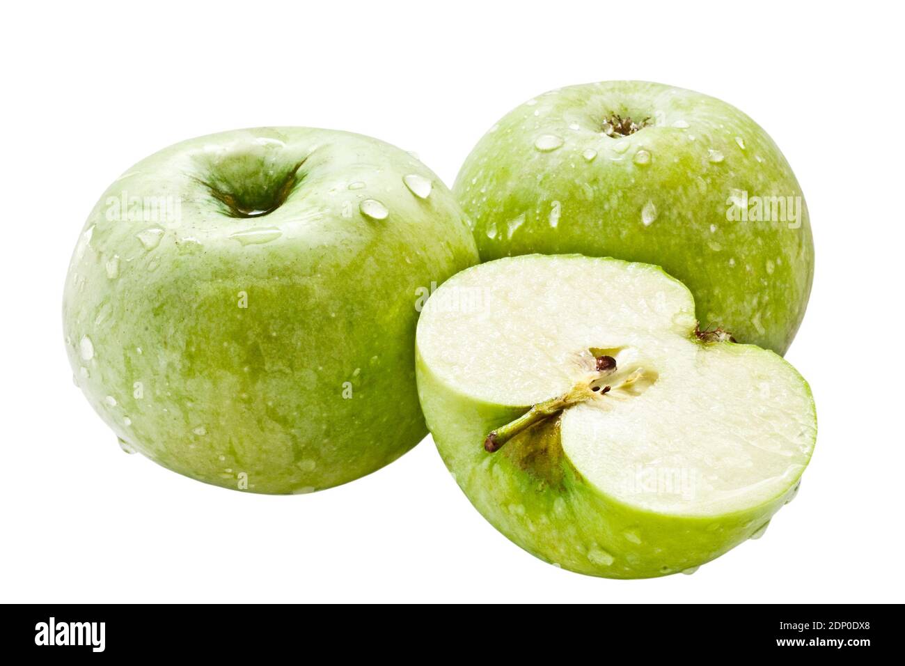 three green apples isolated on a white background Stock Photo - Alamy
