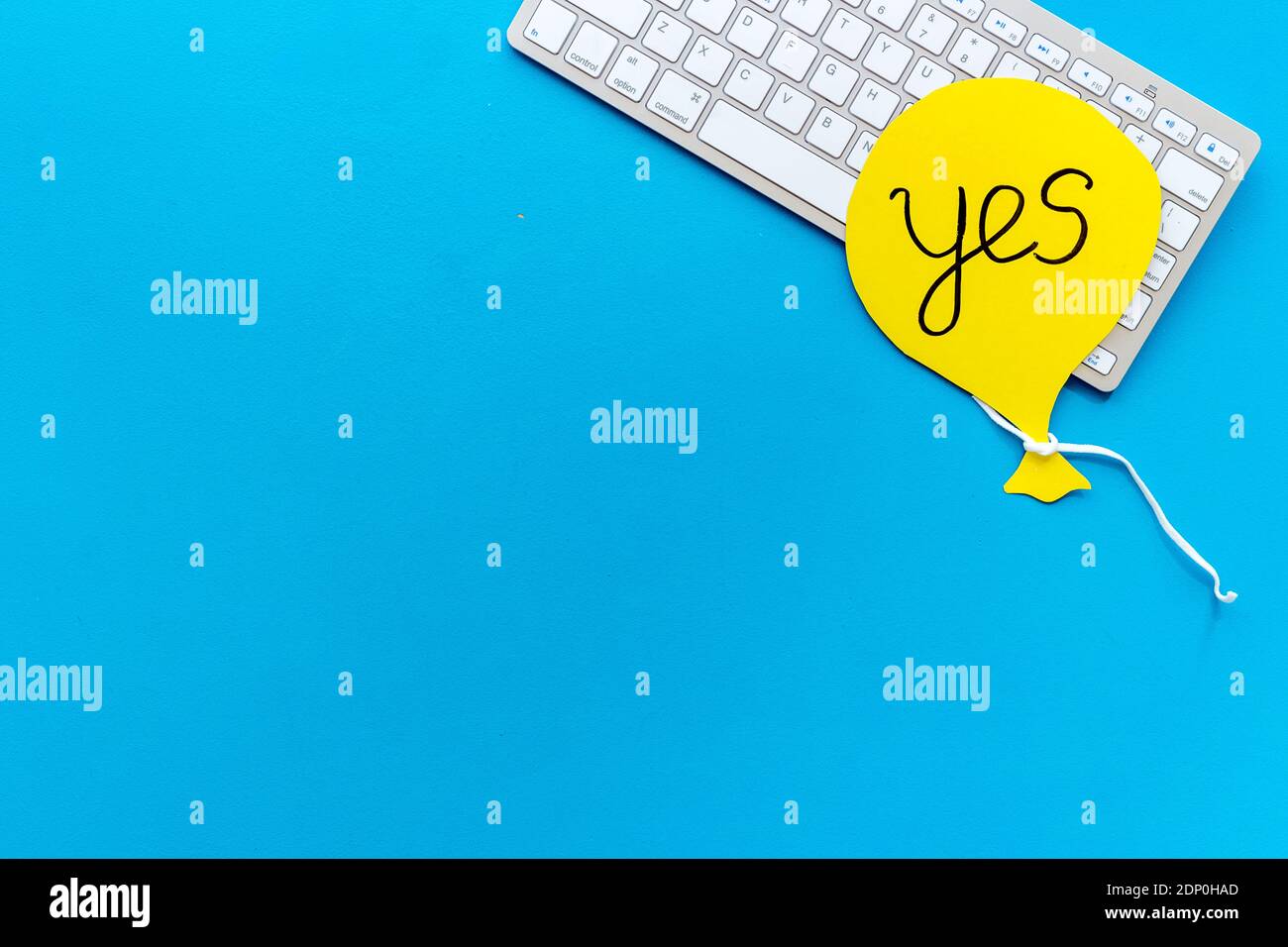 Yes agreement - decision concept. Word Yes on the keyboard, top view ...