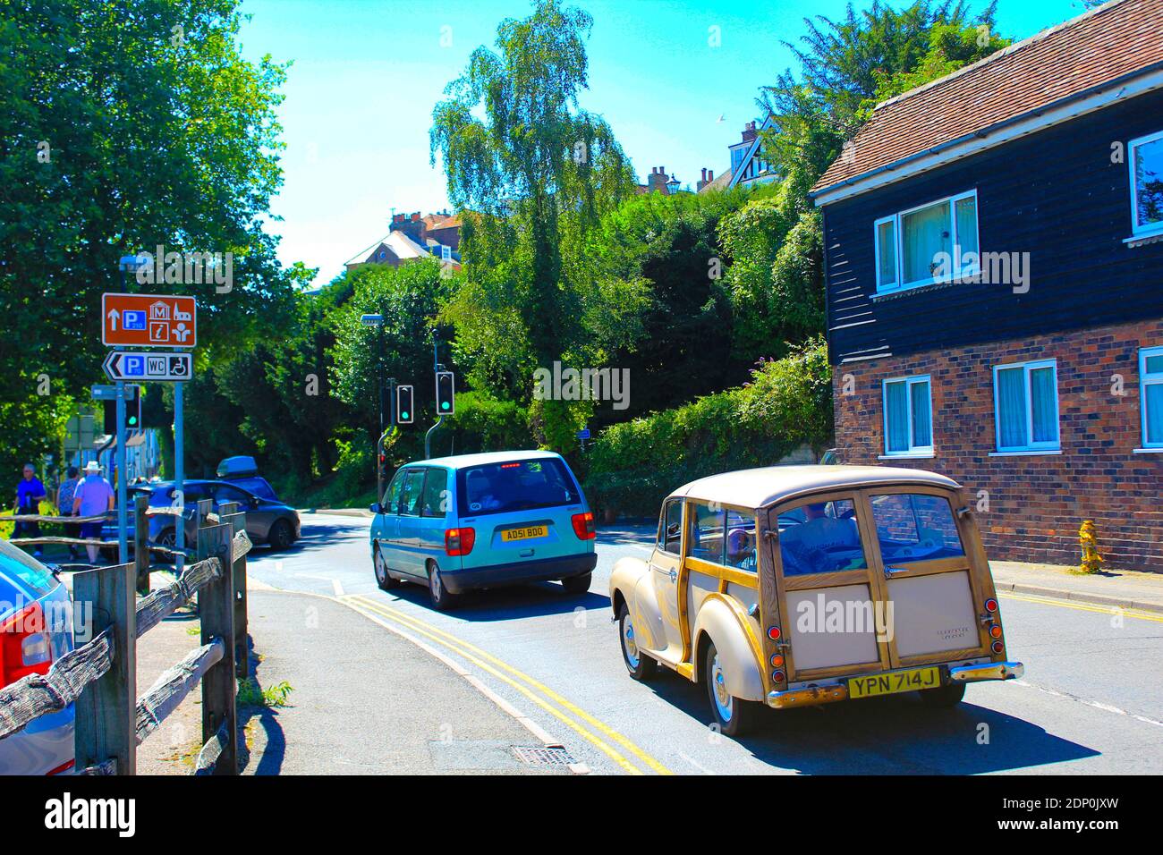 View of Fishmarket Road at the foot of the historic centre of Rye town ...