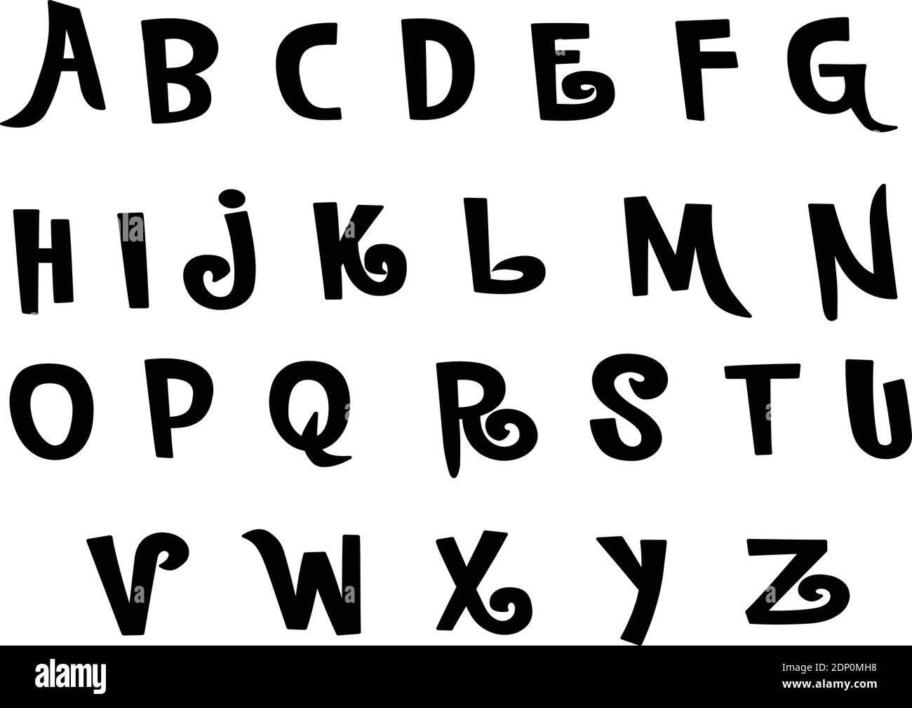 Hand Drawn Stylized Cartoon alphabets theme font vector image Stock ...