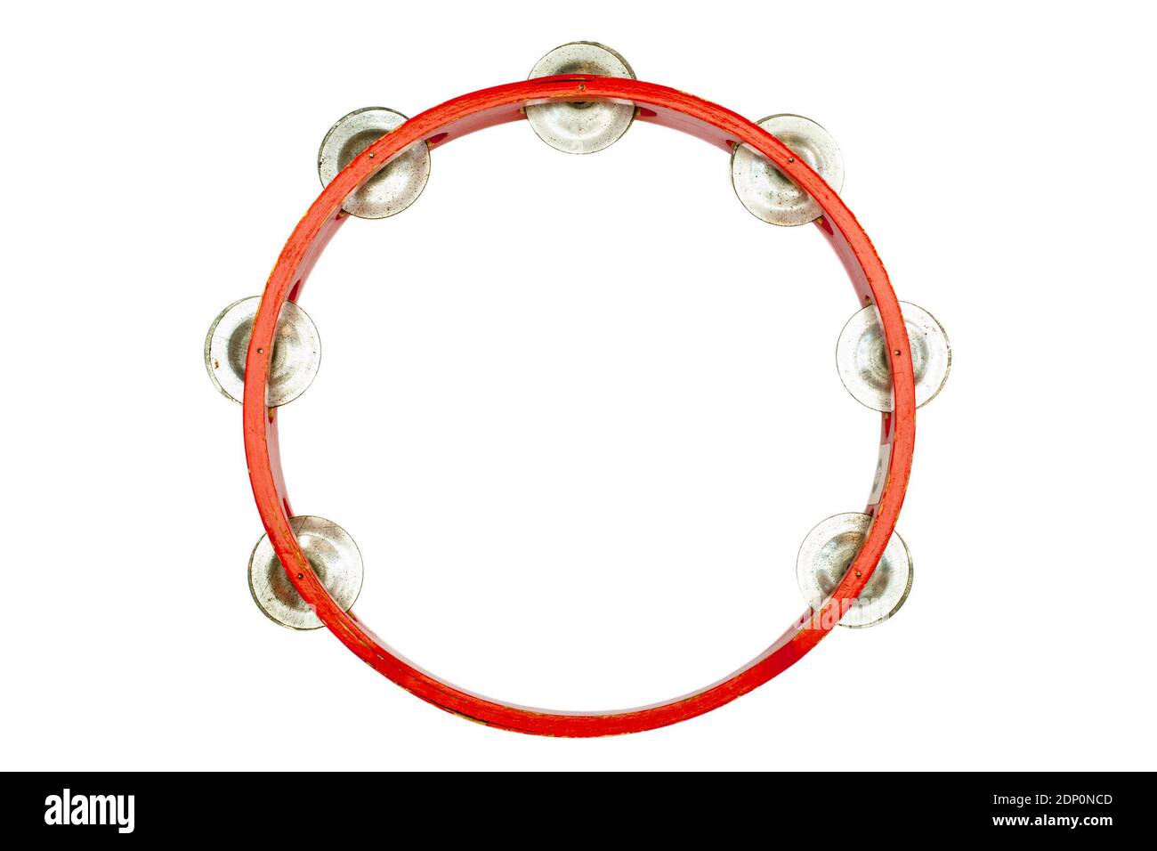 old tambourine isolated on a white background Stock Photo - Alamy