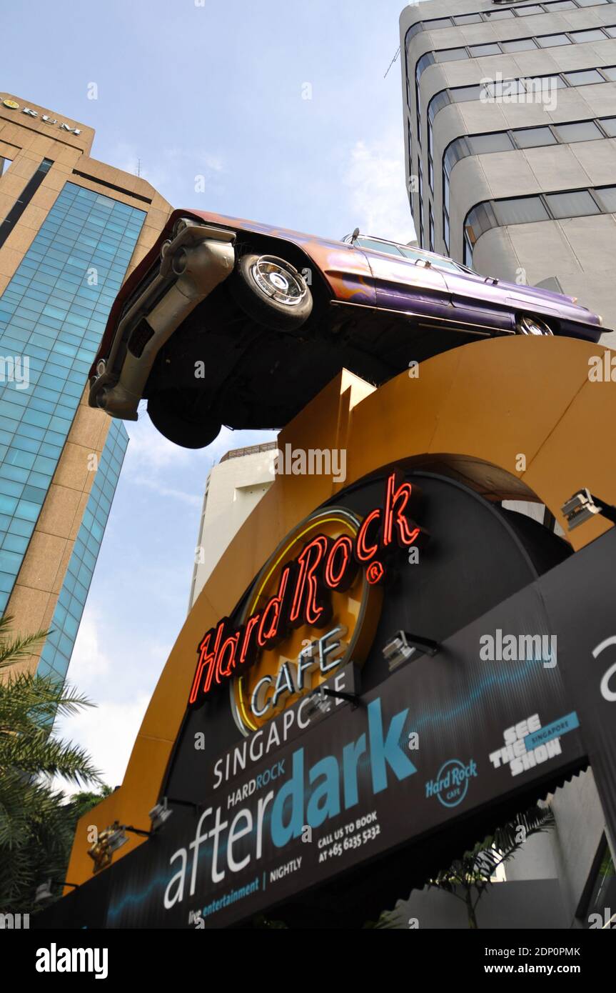 SINGAPORE - 19 OCTOBER 2012: Hard Rock Cafe located at Orchard Road is ...