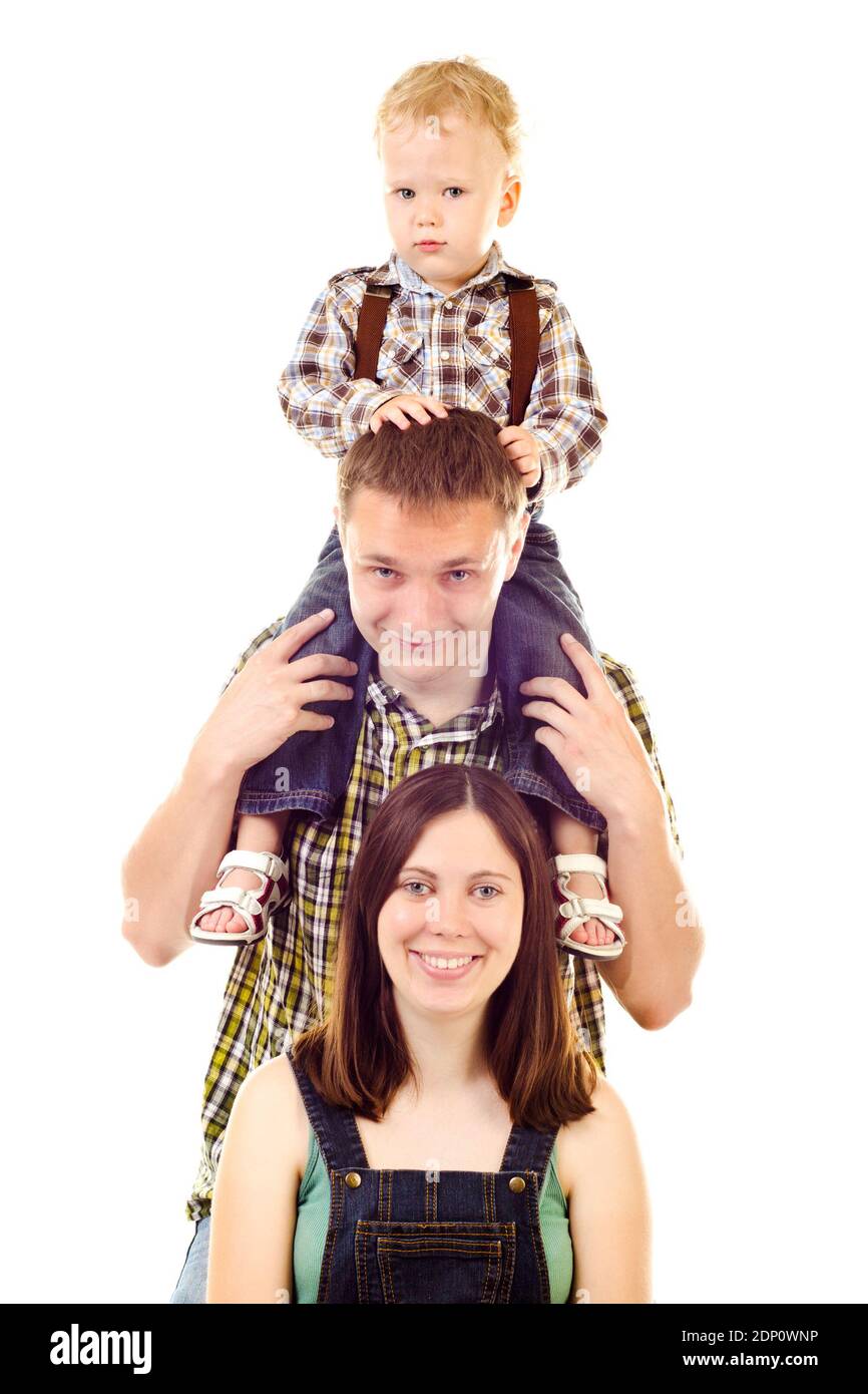 happy family isolated on a white background Stock Photo - Alamy