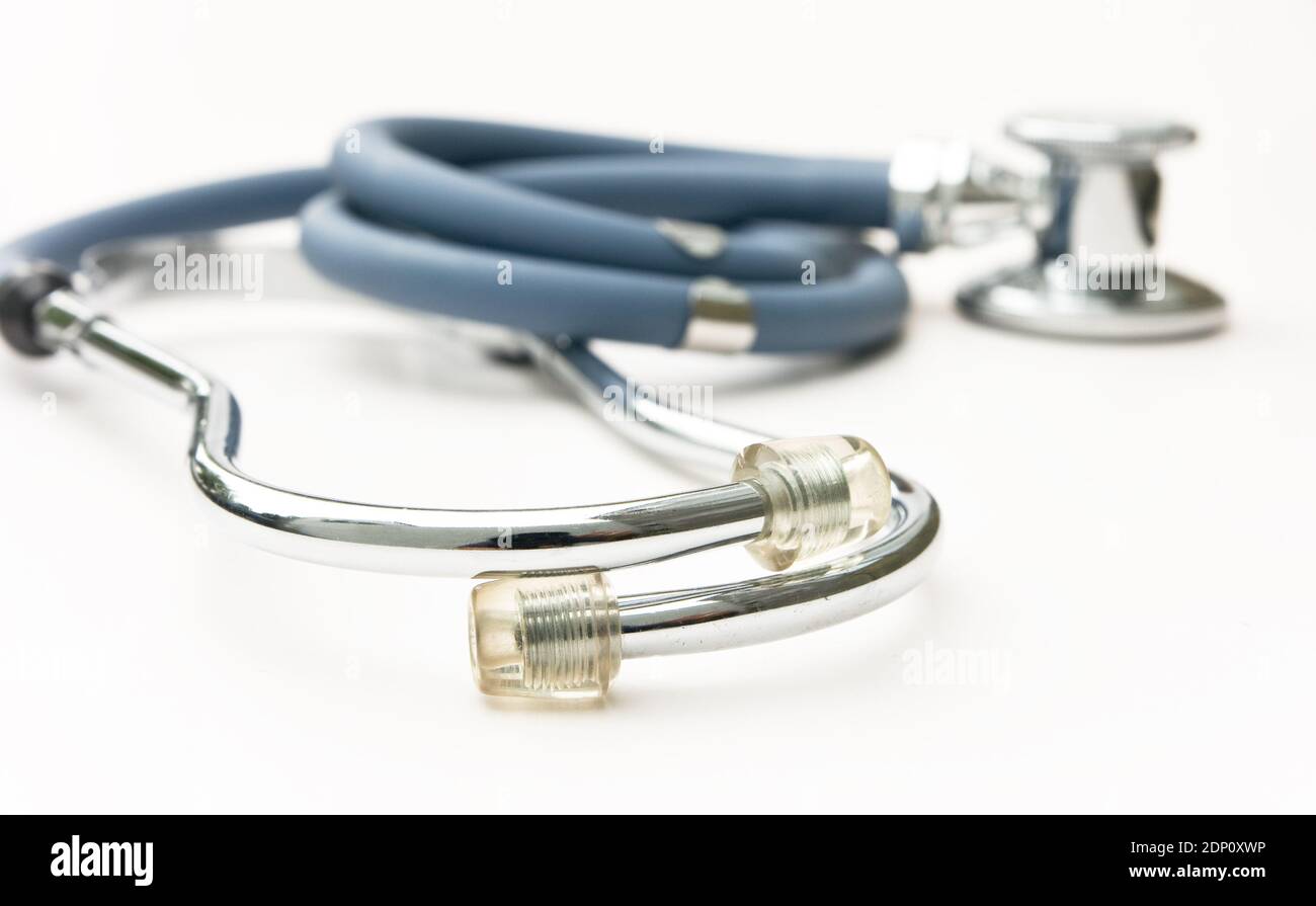 Close-up Of Stethoscope Over White Background Stock Photo - Alamy