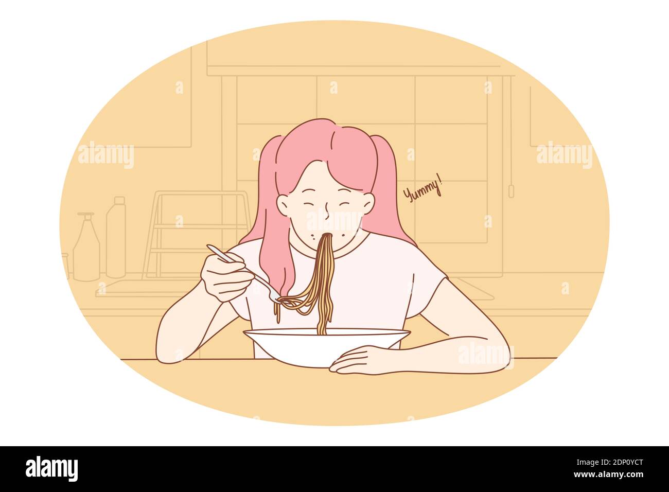 Cartoon kid holding plate food Stock Vector Images - Alamy