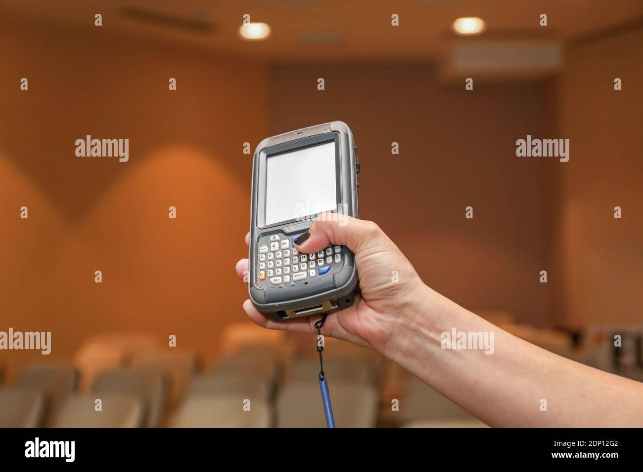 Woman Holding Portable Barcode Scanner Reader Device Stock Photo - Alamy