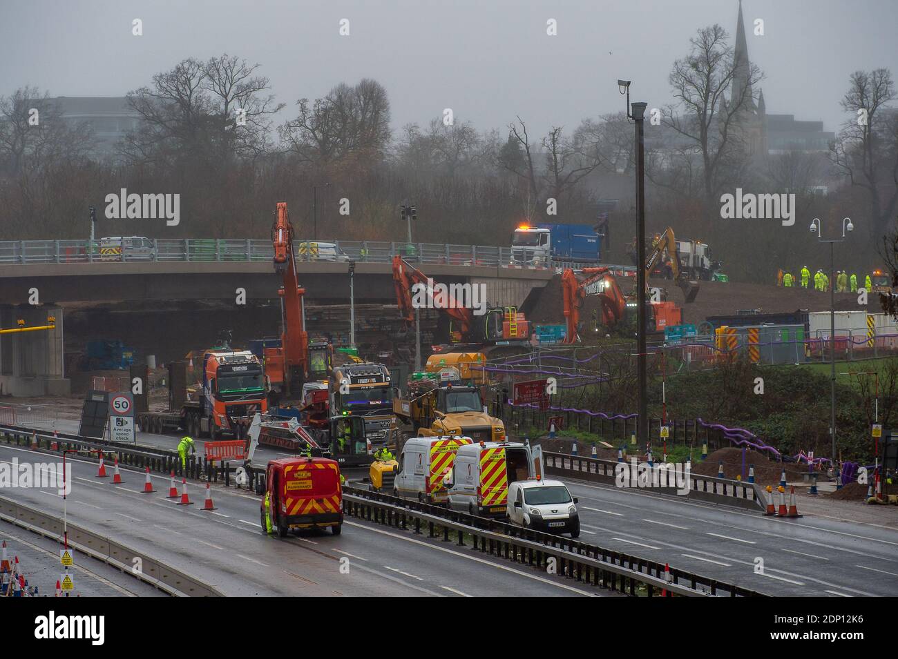 Slough, Berkshire, UK. 13th December, 2020. The old Datchet Road bridge ...
