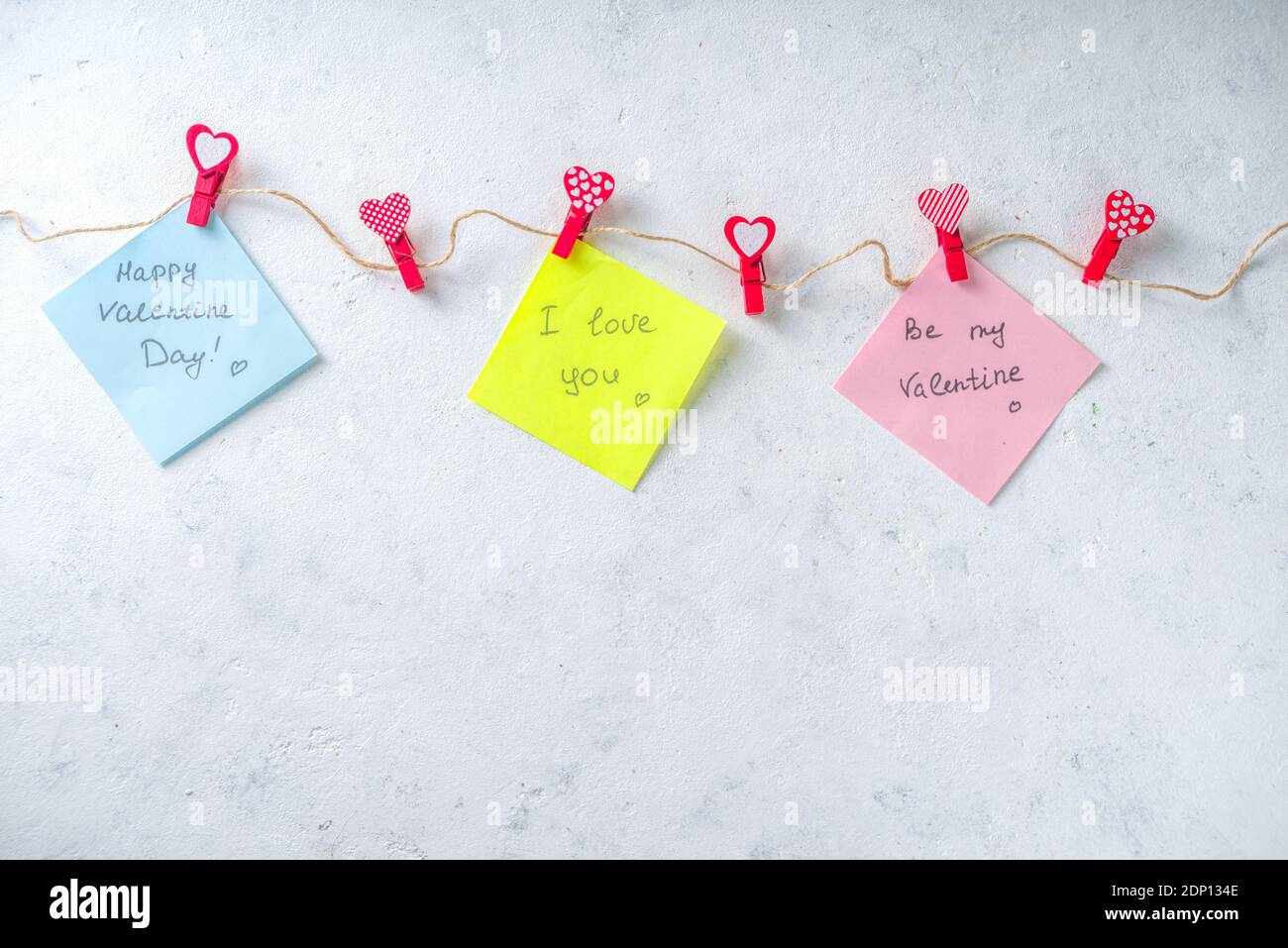 I love you, Be my Valentine notes. Valentine's Day background banner ...
