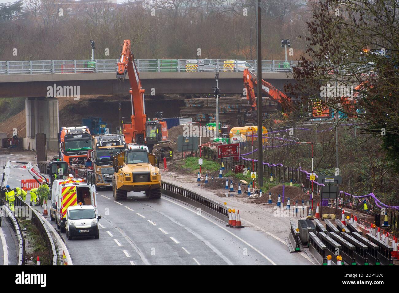 Slough, Berkshire, UK. 13th December, 2020. The old Datchet Road bridge ...