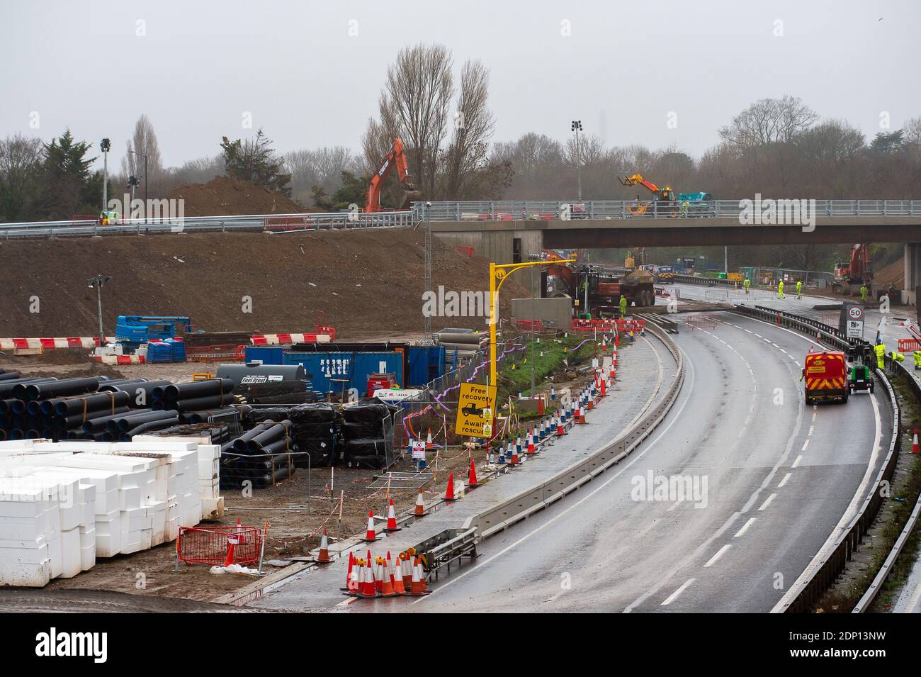 Slough, Berkshire, UK. 13th December, 2020. The old Datchet Road bridge ...