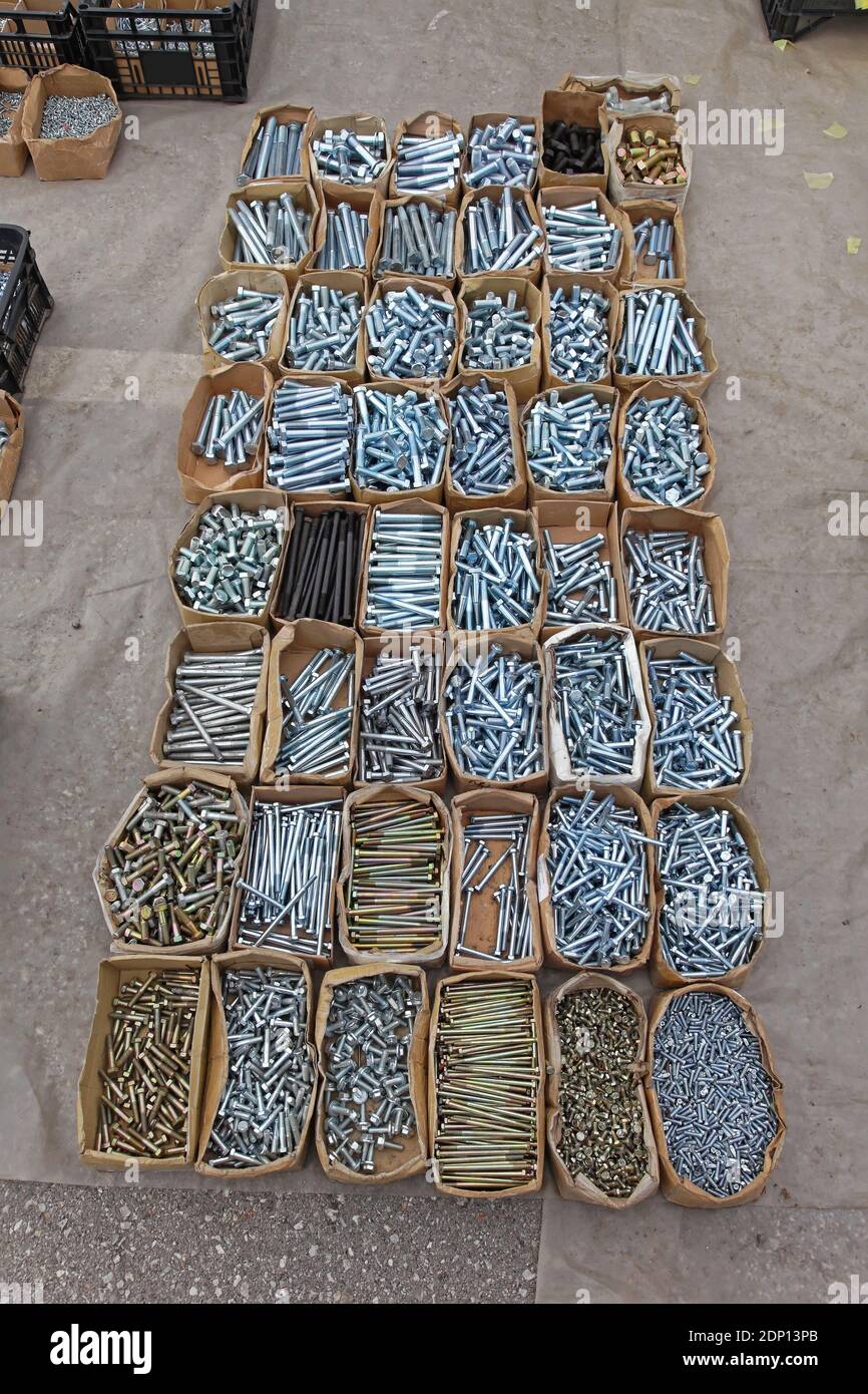Various Selection of Screws and Bolts in Boxes Stock Photo - Alamy