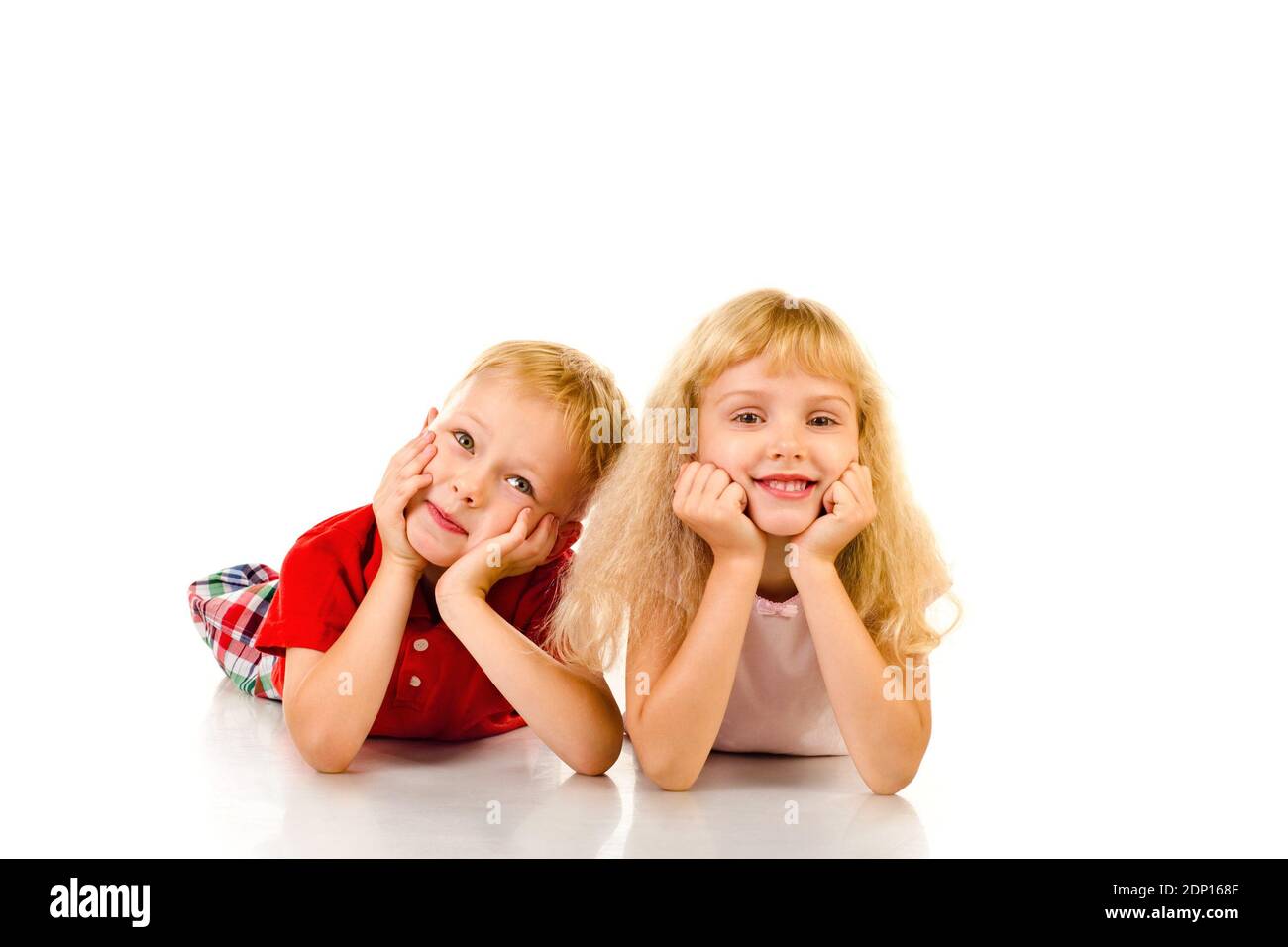 boy and girl isolated on a white background Stock Photo - Alamy